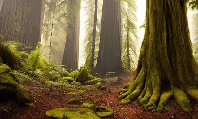 Under the Giant Redwoods - 1 - AI Generated Artwork - NightCafe Creator