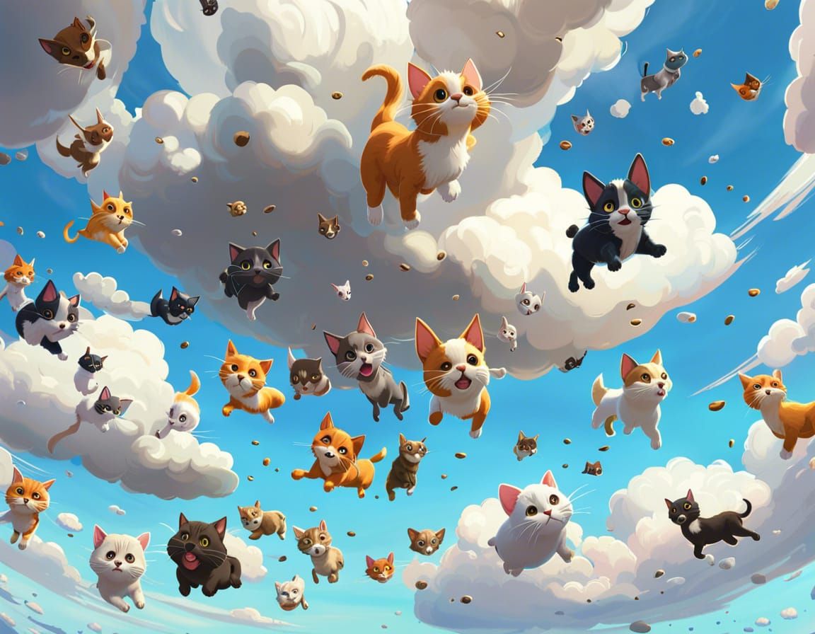 Raining cats and dogs - AI Generated Artwork - NightCafe Creator