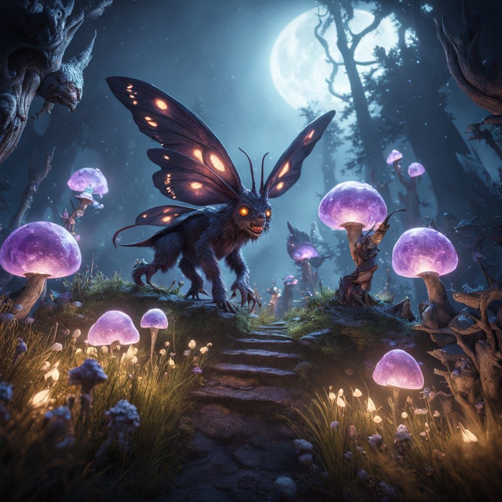 Gnomes Battle Epic Purple Moths in a Dark Fantasy ... - AI Art