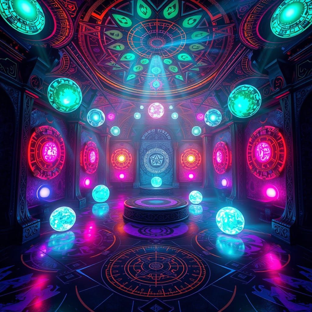 Lights - Ethereal Chamber of Radiant Orbs and Glowing Runes