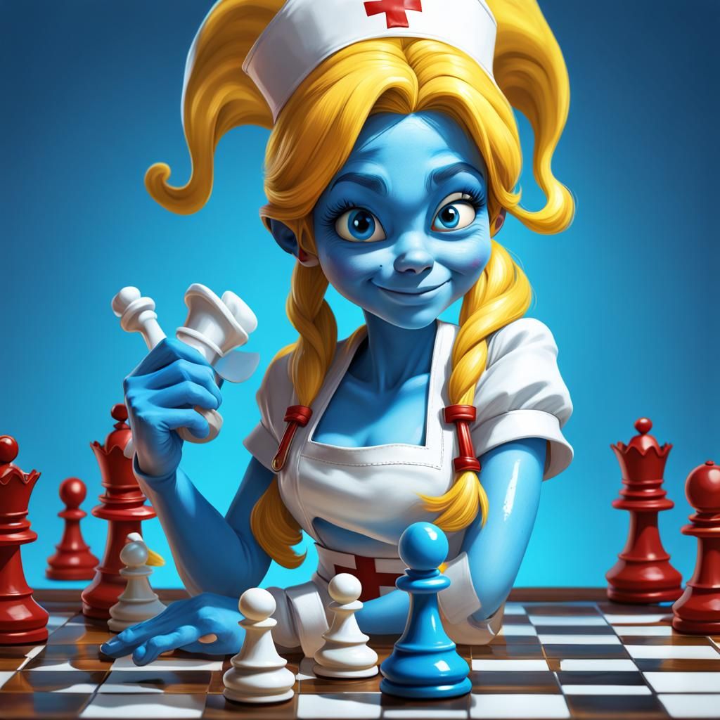 Smurfette Nurse Chess - AI Generated Artwork - NightCafe Creator