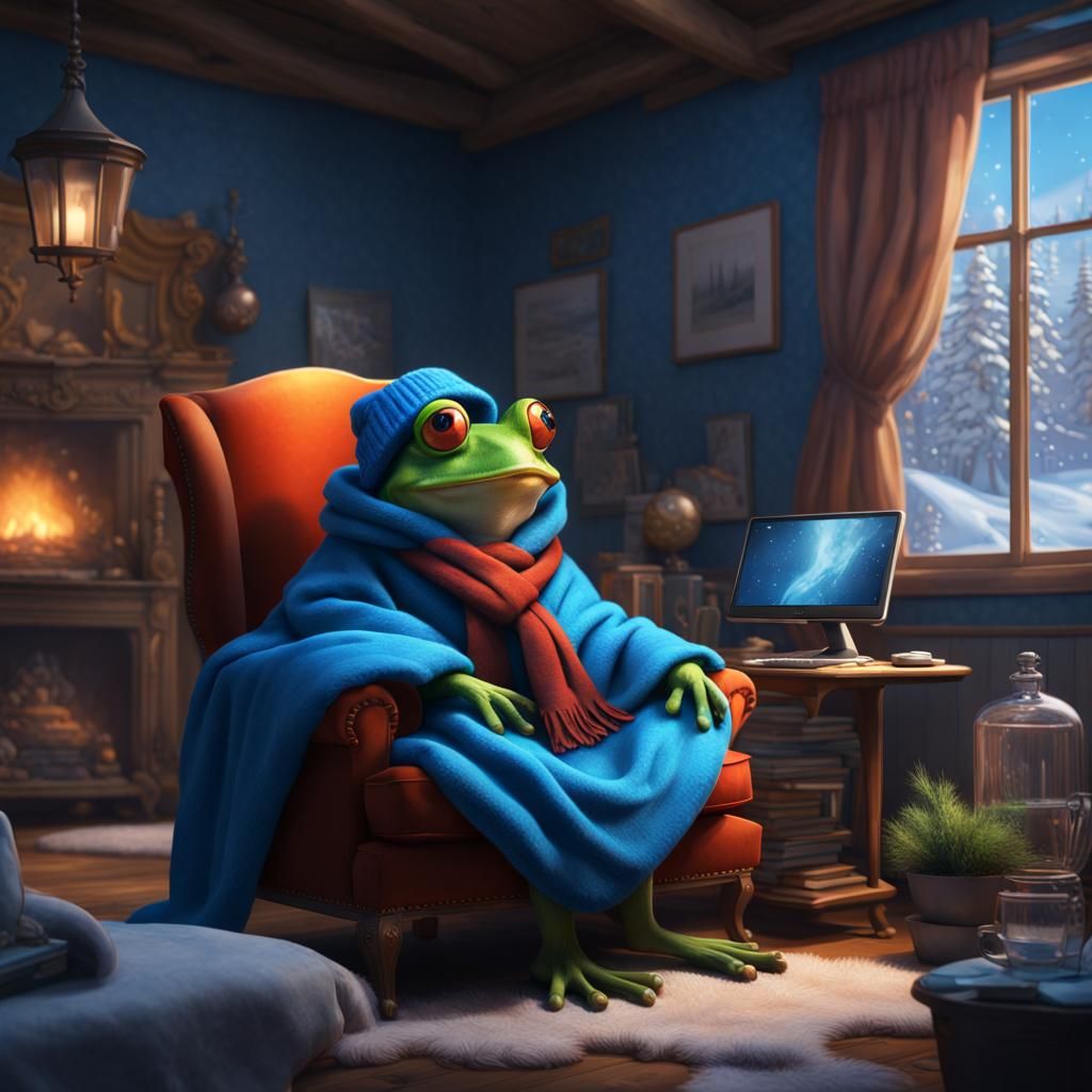 Peepo Cozy Winter - AI Generated Artwork - NightCafe Creator