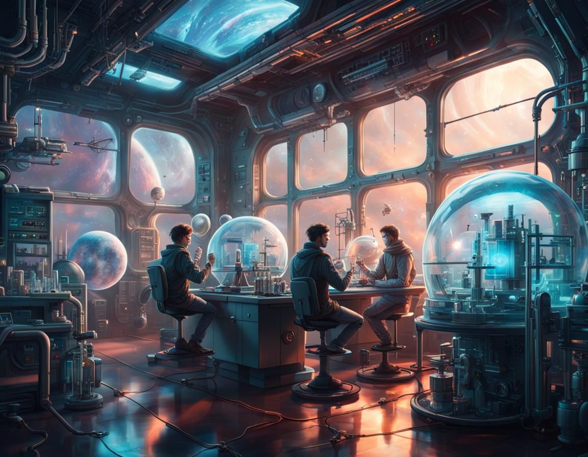 A laboratory in a spaceship. - AI Generated Artwork - NightCafe Creator