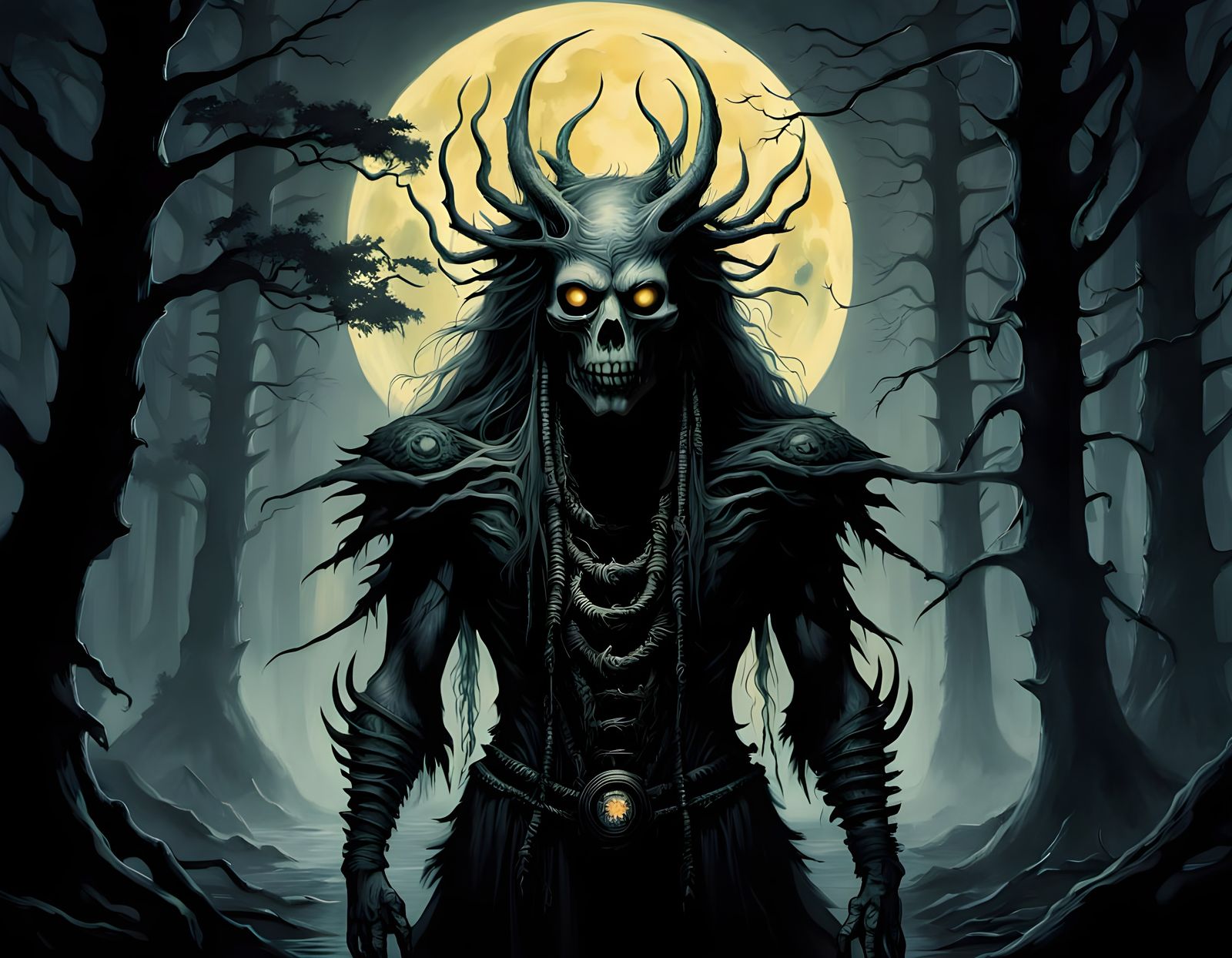 Eerie Skinwalker Stands Under Full Moon in Native ... - AI Art