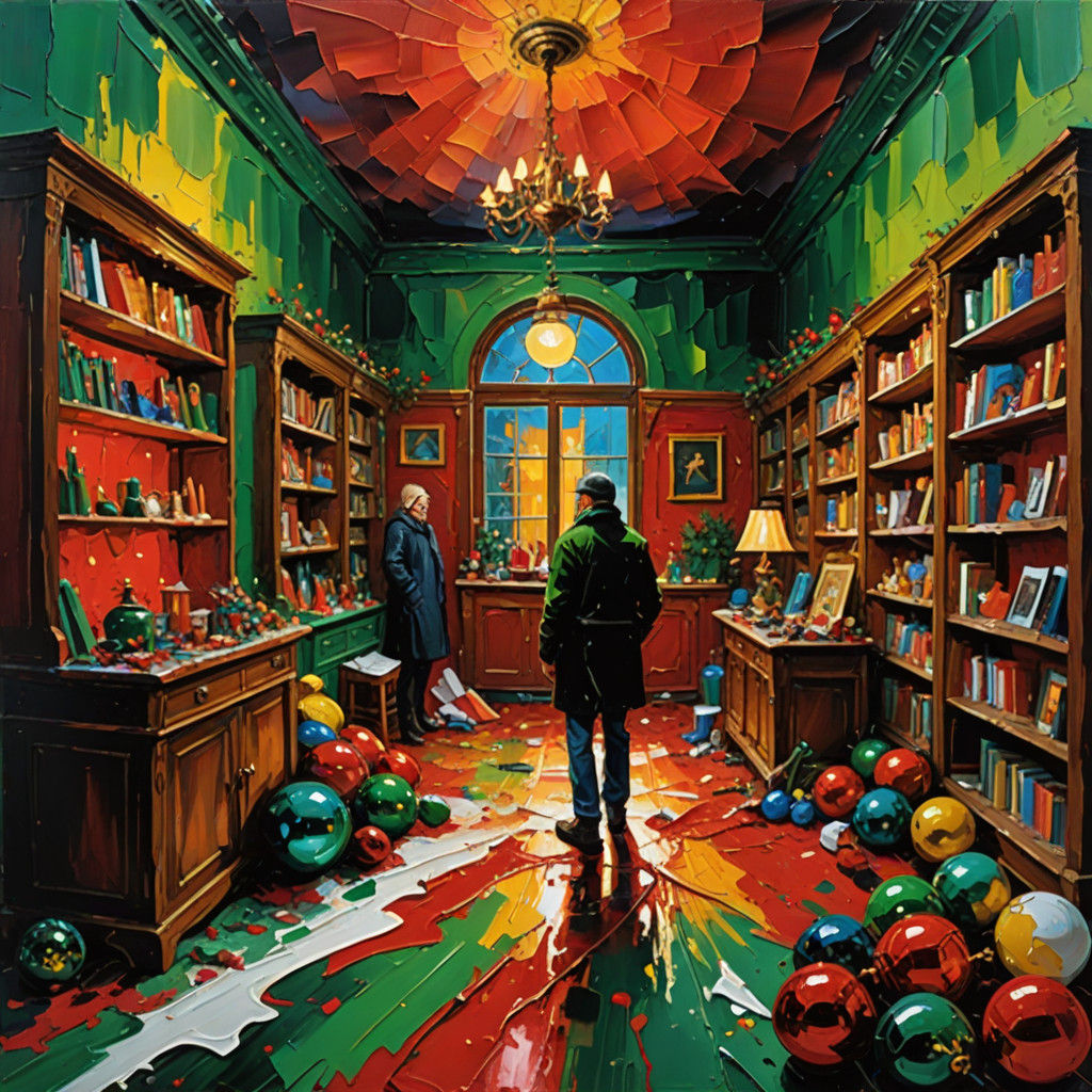 Vibrant Christmas Chaos in Neo-Expressionist Oil P... - AI Art