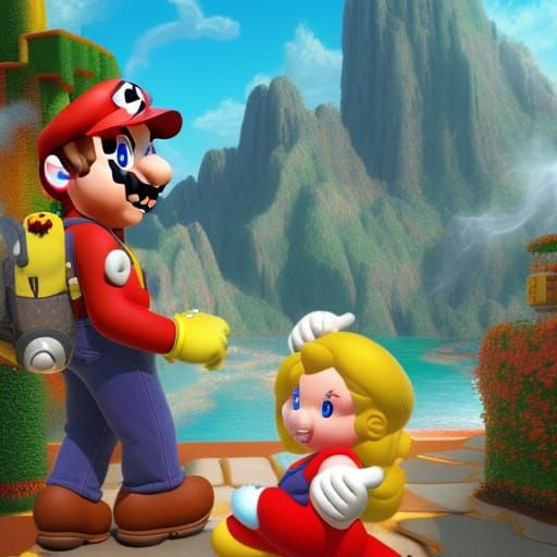 Hot mario with girl - AI Generated Artwork - NightCafe Creator