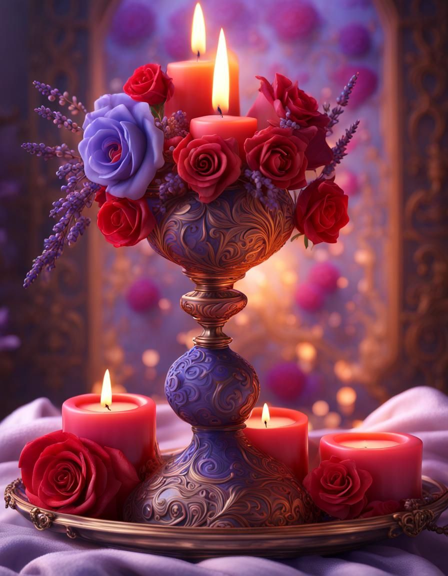 masterpiece, professional studio luxury diferent coloured candles ...