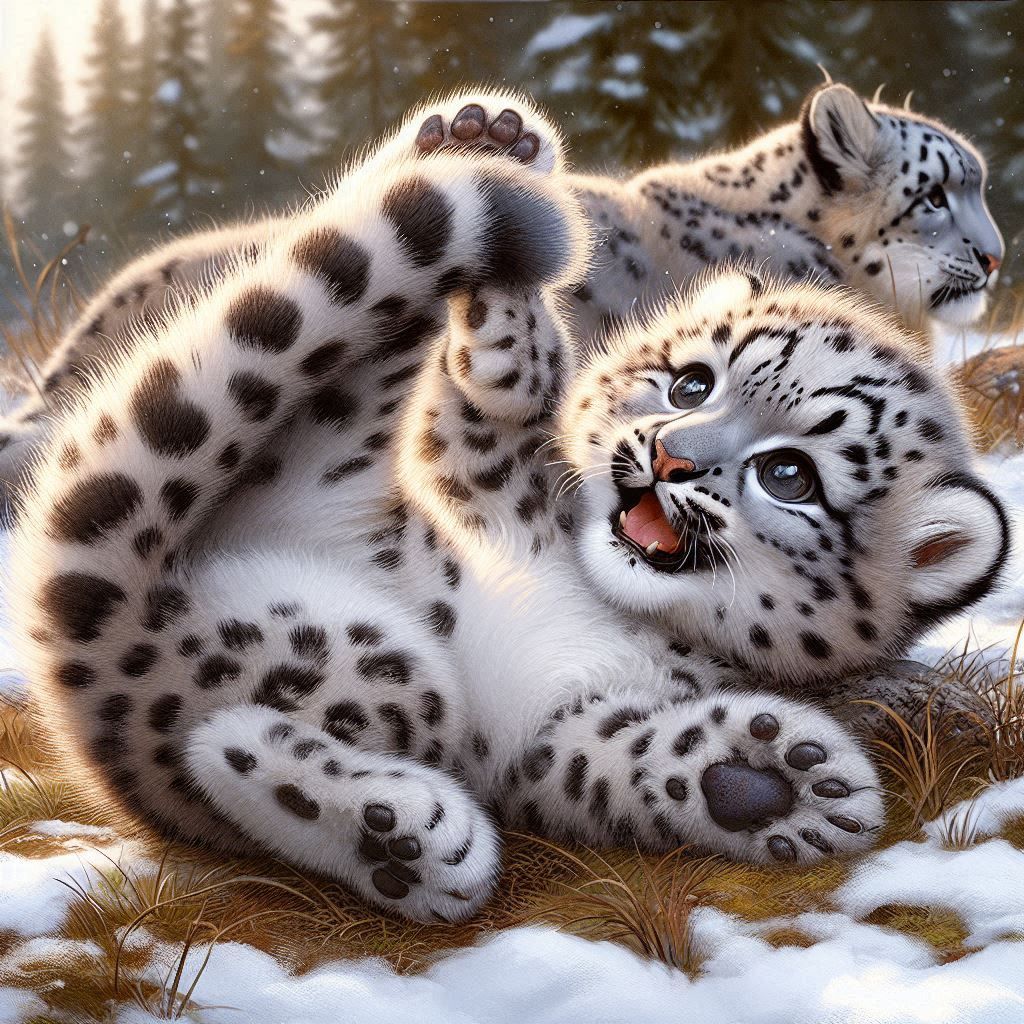 Frolic in the Frost: A Snow Leopard Cub’s Playtime - AI Generated ...
