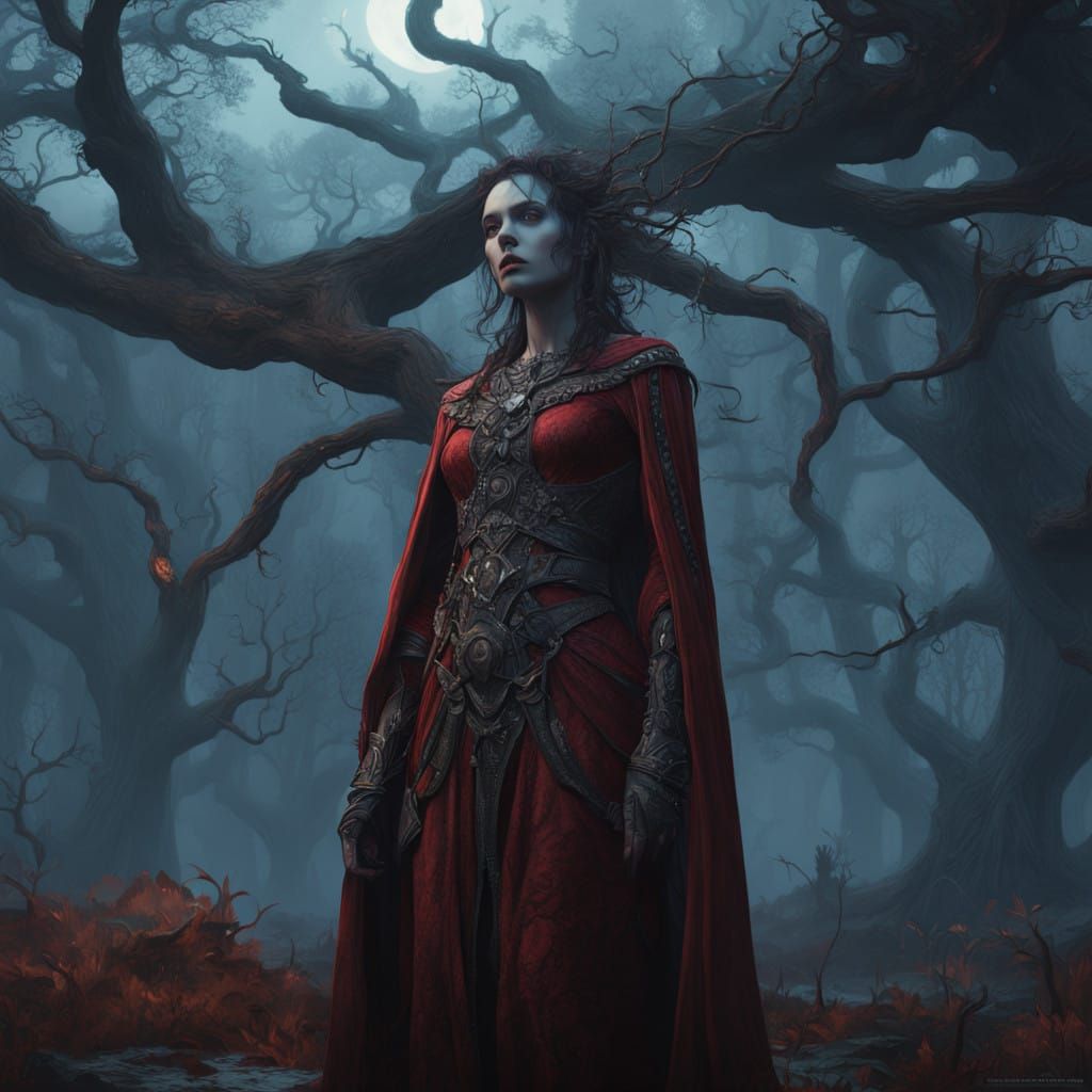 Pregnant female vampire - Gothic Vampire Goddess in Crimson...