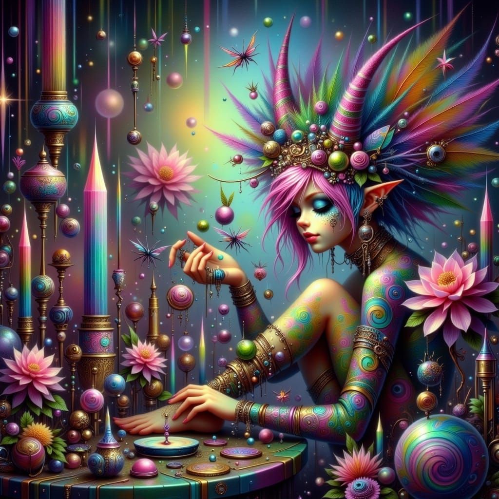 Ethereal Fairy Punk Biome: Glowing Creatures and T... - AI Art