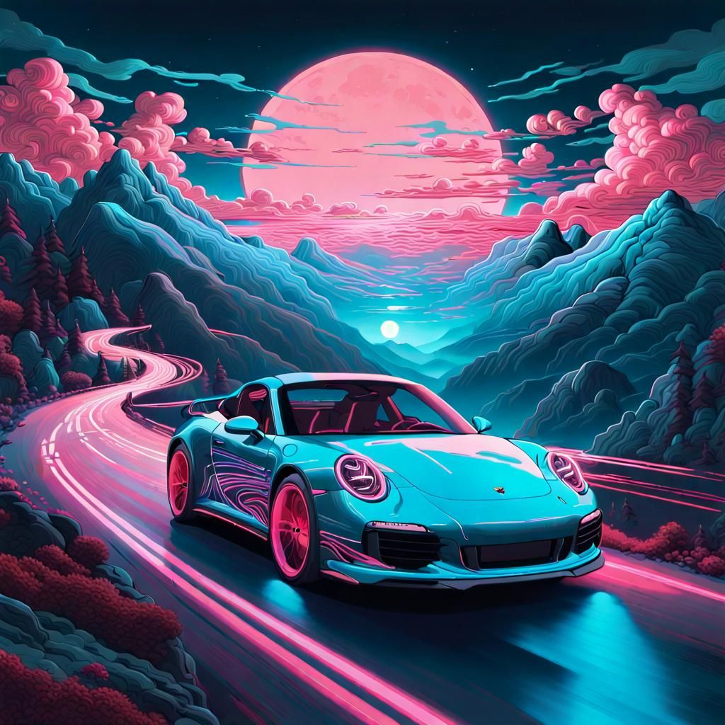 A Surreal Country Drive In A 911 - AI Generated Artwork - NightCafe Creator