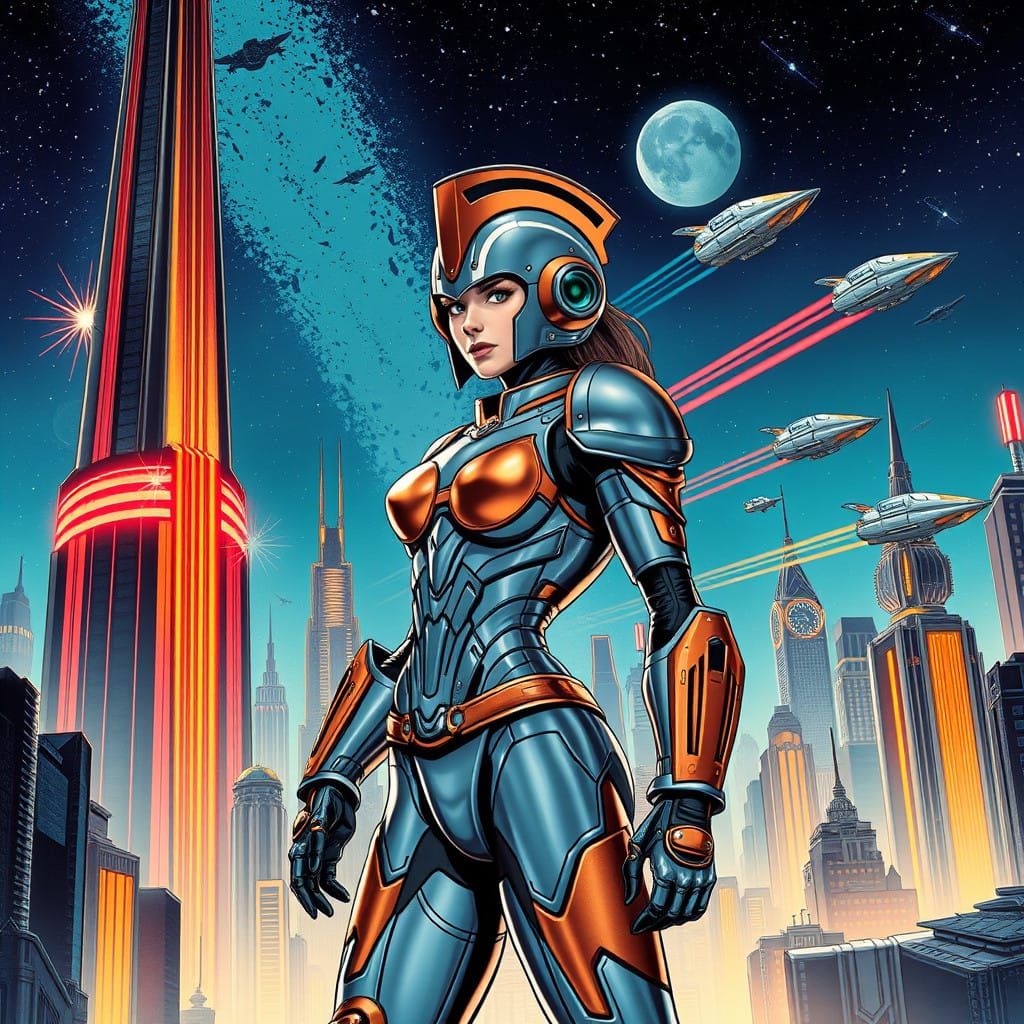 Retro Cyborg - Retro Cyber Warrior Battles in Neon-Lit City...