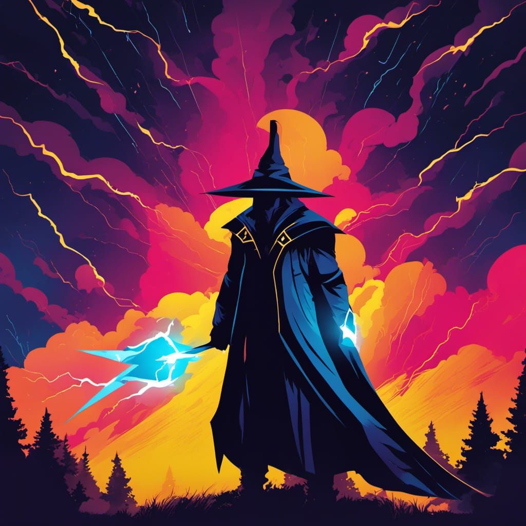 Minimalist Lightning Wizard - AI Generated Artwork - NightCafe Creator