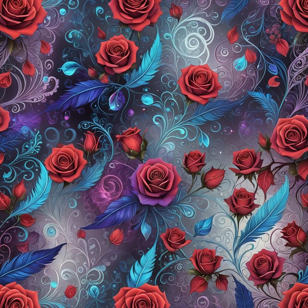 Red Roses and Swirls - AI Generated Artwork - NightCafe Creator
