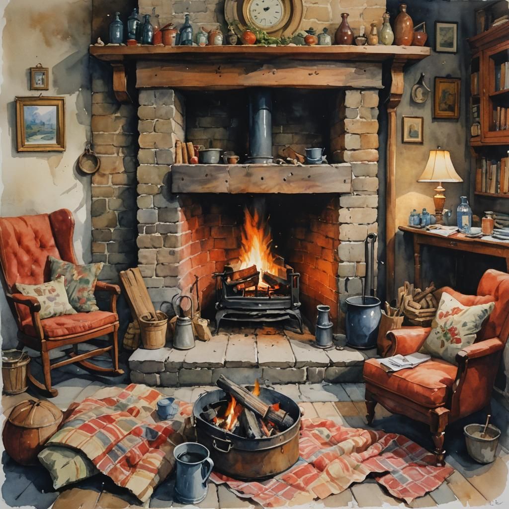 COZY FIRESIDE - AI Generated Artwork - NightCafe Creator