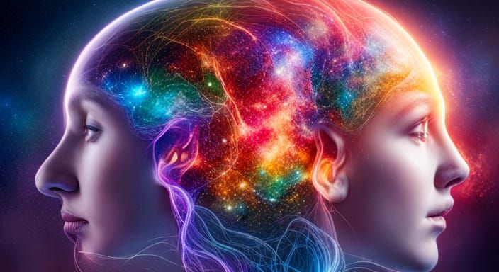 a human brain that looks like the galaxies of the universe, segmented ...