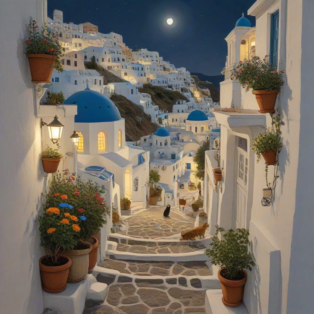 Santorini at night - Santorini at night