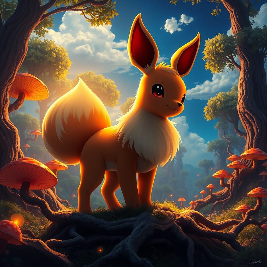 Eevee - Eevee in Vibrant Fantasy Forest