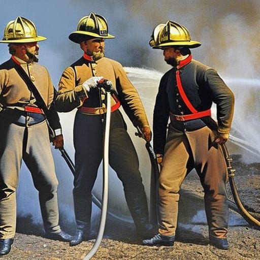 Three firemen - AI Generated Artwork - NightCafe Creator