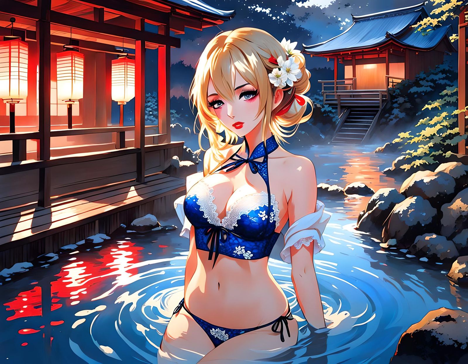Alluring japanese girls in onsen - AI Generated Artwork - NightCafe Creator
