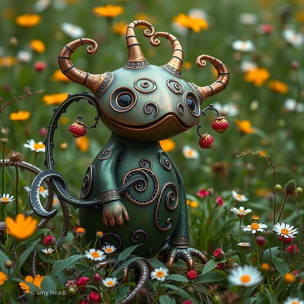 Copper Berry Monster Foo - Whimsical Copper-Plated Creature ...