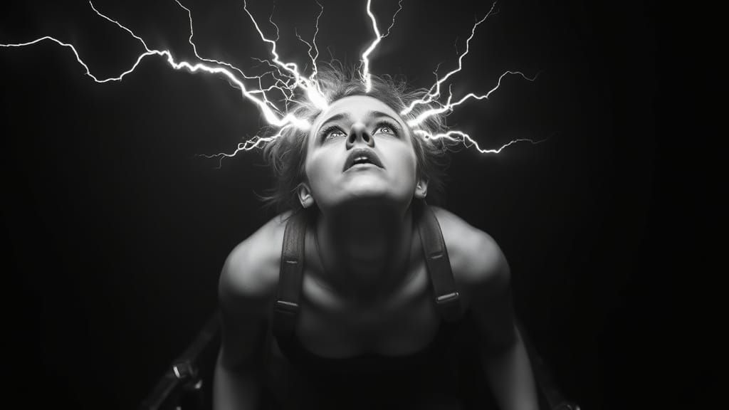 A monochrome minimalist subject in a dramatic, high-contrast ...