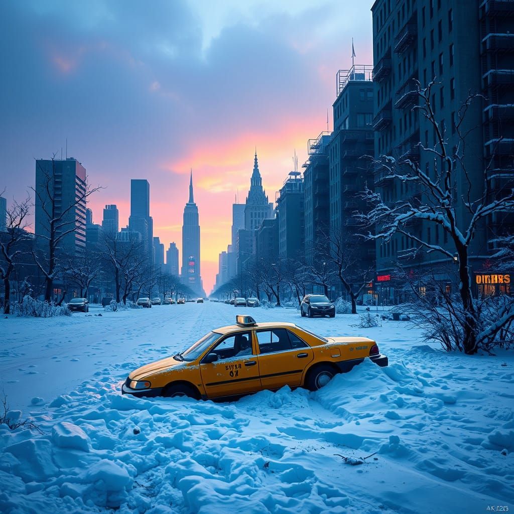ice - Snowy Post-Apocalyptic New York Cityscape in Matt Pain...