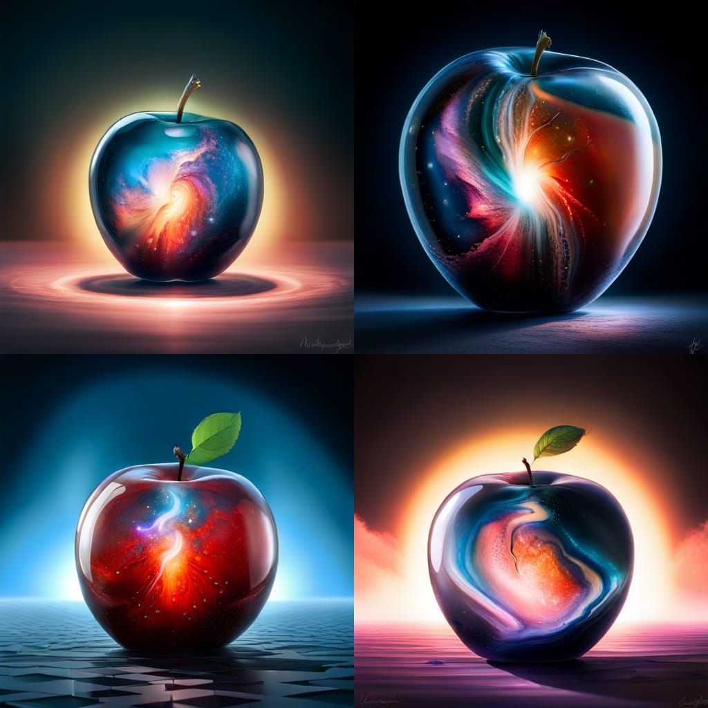 Very very very very highly detailed epic photo of a glass apple with ...
