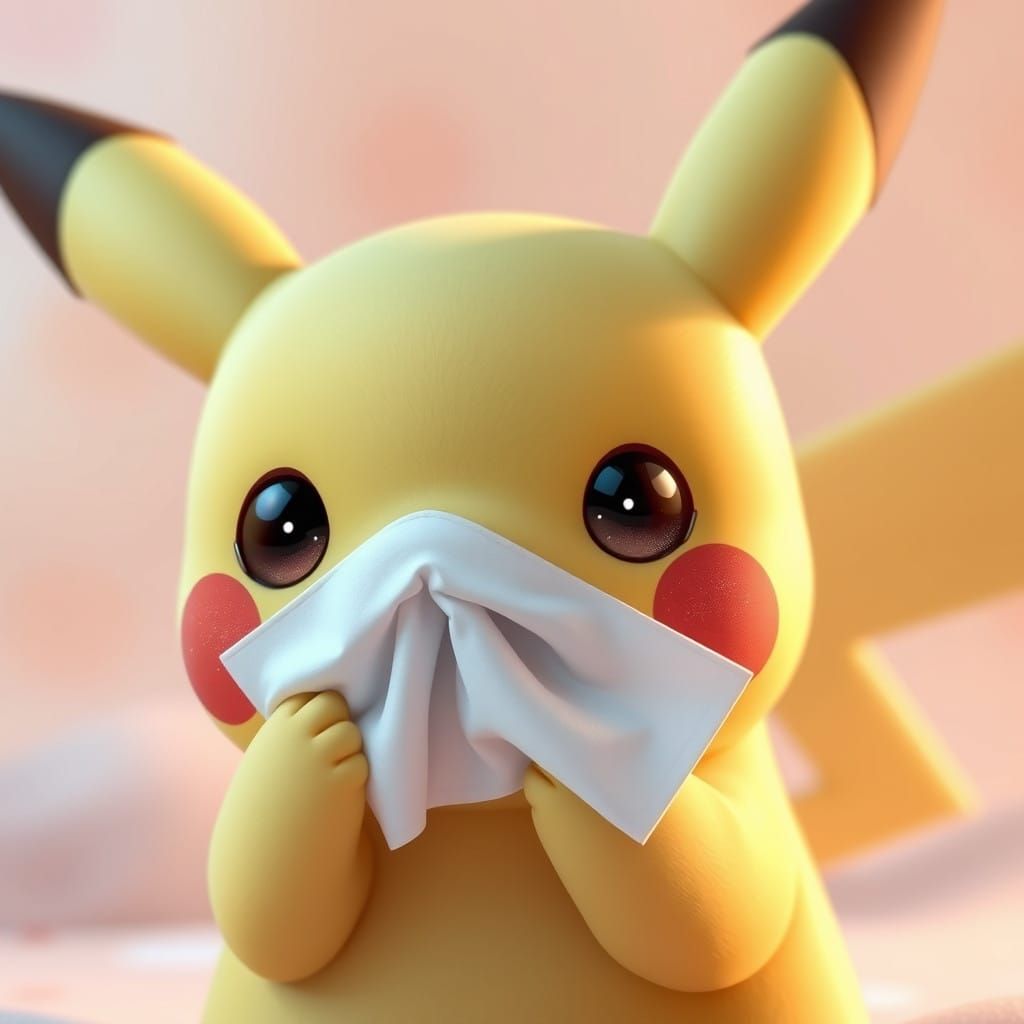 Pik'Achoo' - Hyperrealistic Pikachu Sneezes with Tissue in K...