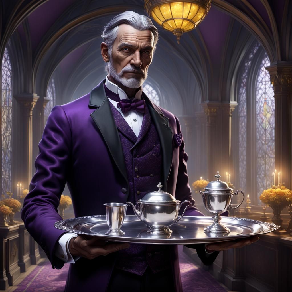 Invisible butler holding a silver tray - AI Generated Artwork ...