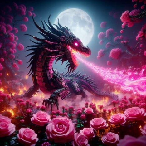 Dragon and Roses - AI Generated Artwork - NightCafe Creator