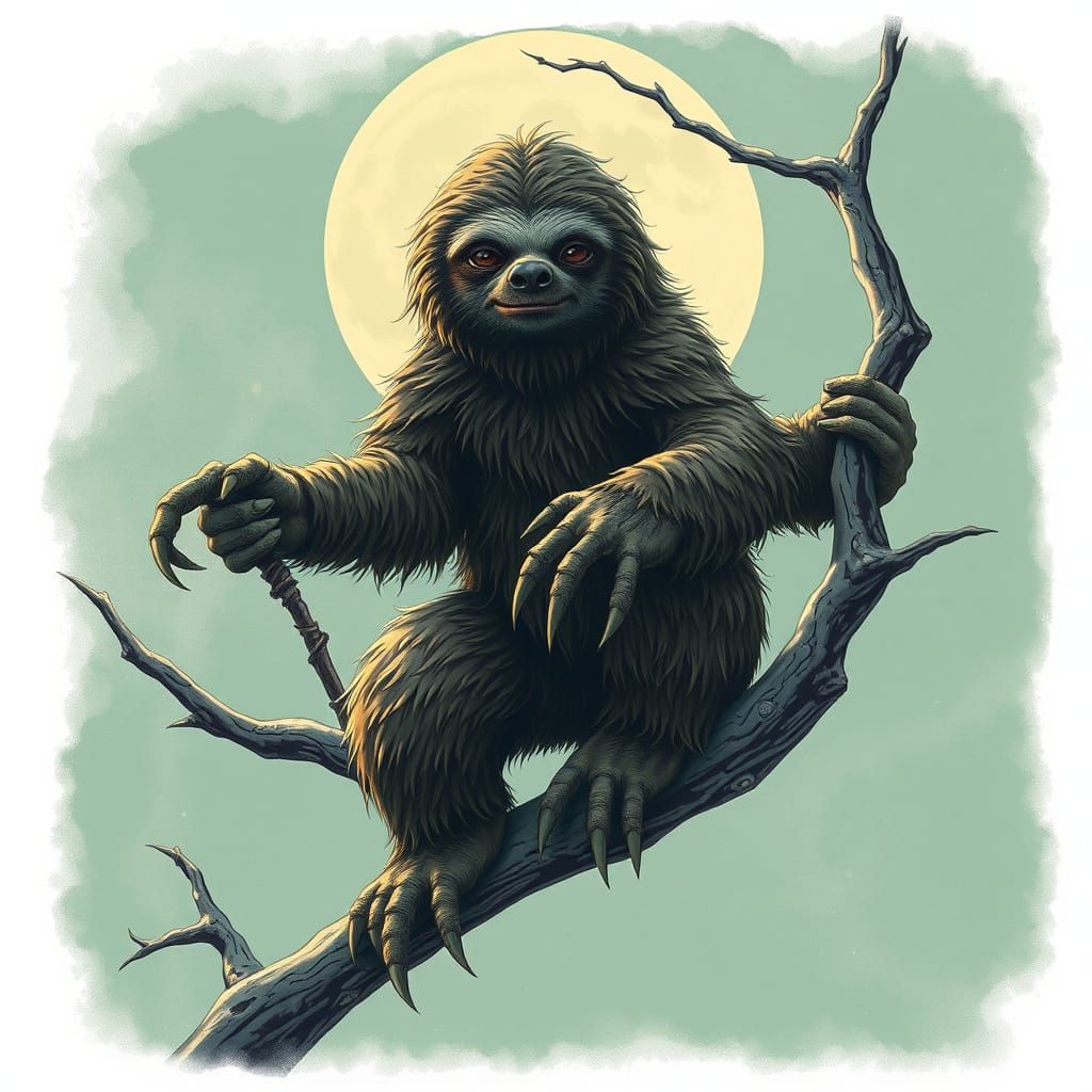 Creature - Sultry Sloth in Noir Art Style