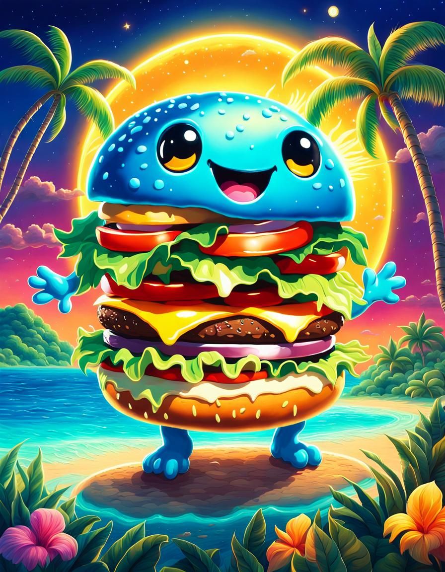 A (Chibi) Cheeseburger in Paradise - AI Generated Artwork - NightCafe ...