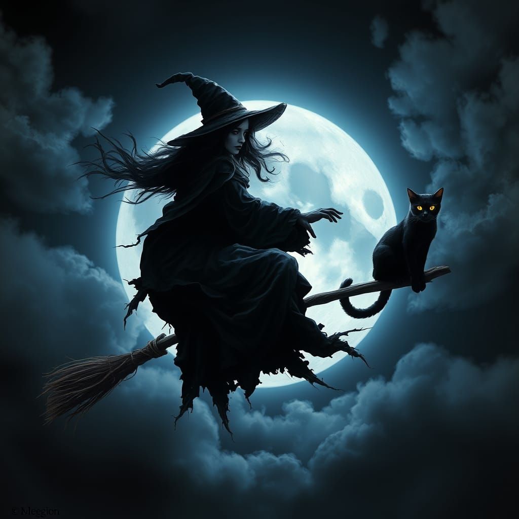 A Witch and Moonlight 😍 - Mystical Witch Rides Moonlit Broo...