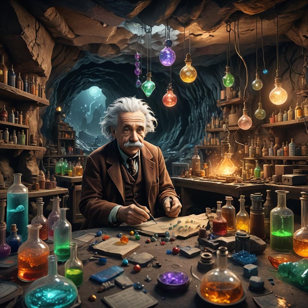 Einstein in his lab - AI Generated Artwork - NightCafe Creator