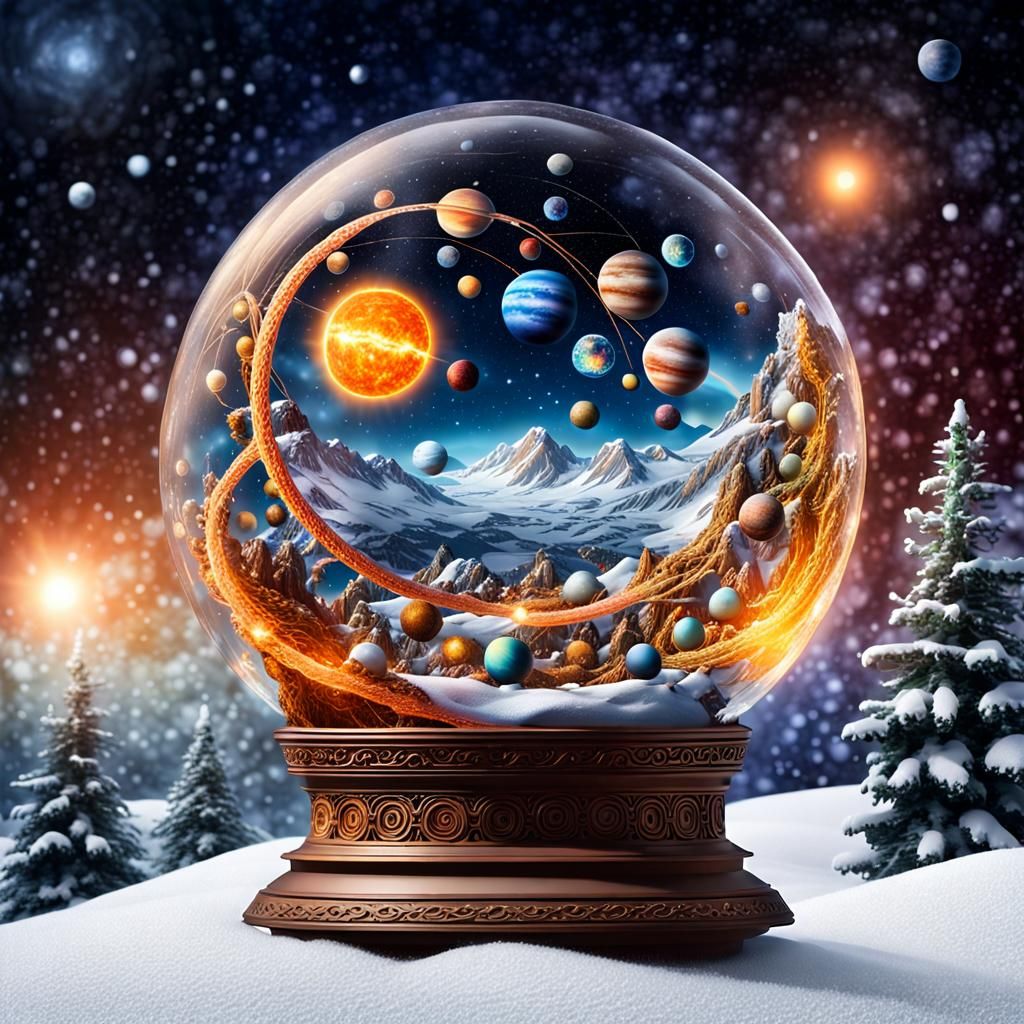 The solar system in a beautiful snow globe - AI Generated Artwork ...
