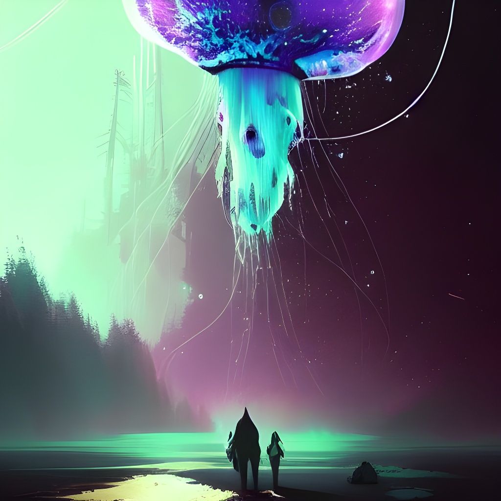 Black Star Space Jelly v6 - AI Generated Artwork - NightCafe Creator