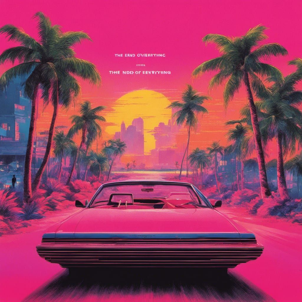 the end of everything, 1980s film, outrun, synth, high-saturation : r/nightcafe