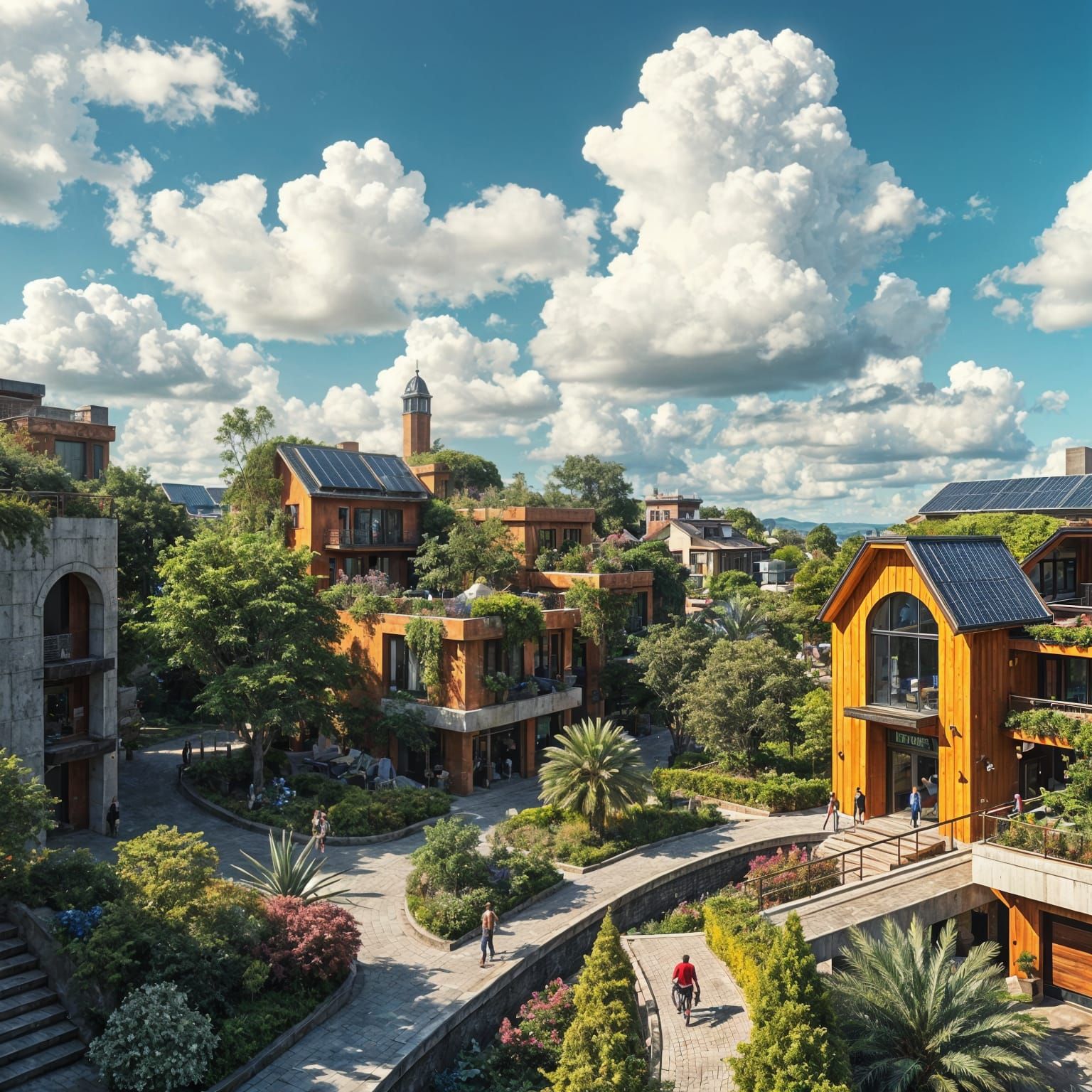 Lovely settlement - Vibrant Solarpunk Utopia