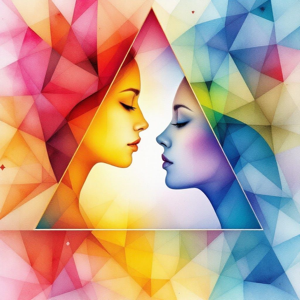 Abstract colors triangles interlocking curves arches watercolor sacred ...