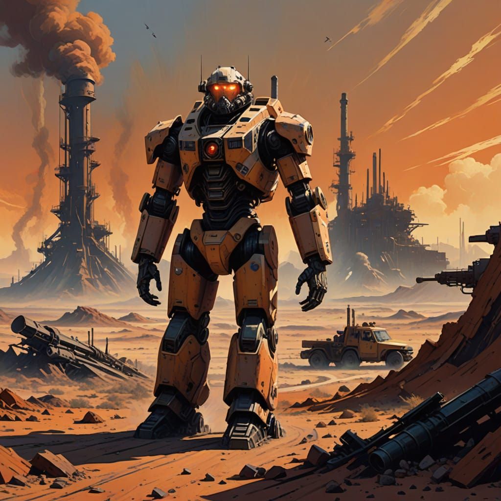 Sentinel Guards Arid Landscape Against Threat to S... - AI Art