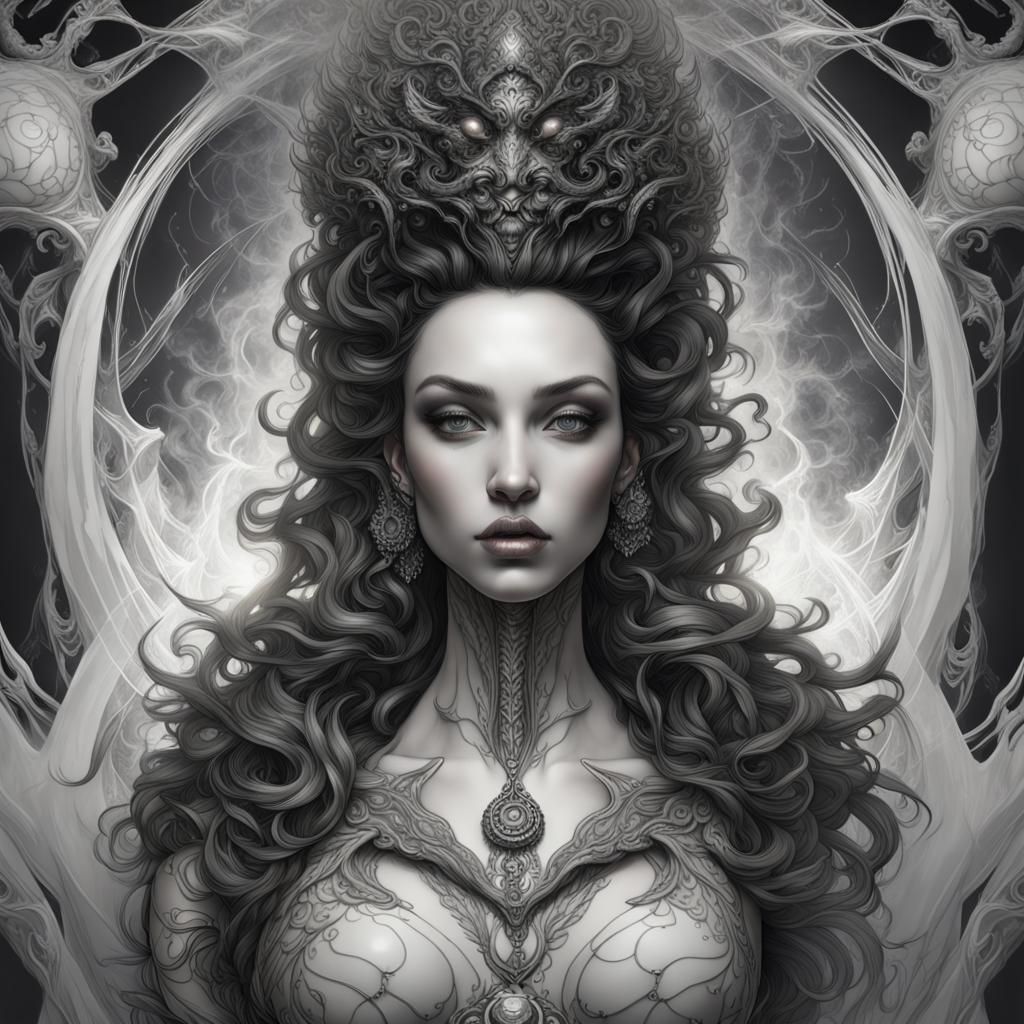 curvy beautiful hyper-detailed female goddess, flawless porcelain skin ...