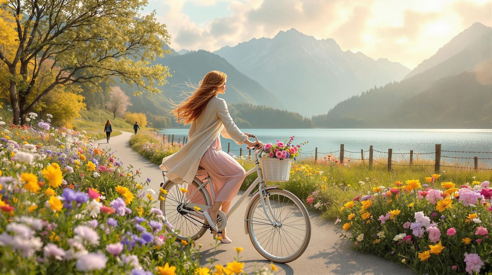 Beautiful Spring, A stunning young woman with long, flowing ginger ...