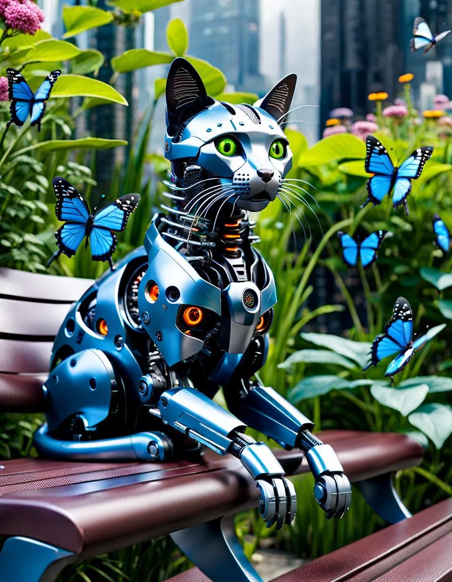 Robotic Feline Cat: Techno-Nature Fusion - AI Generated Artwork ...