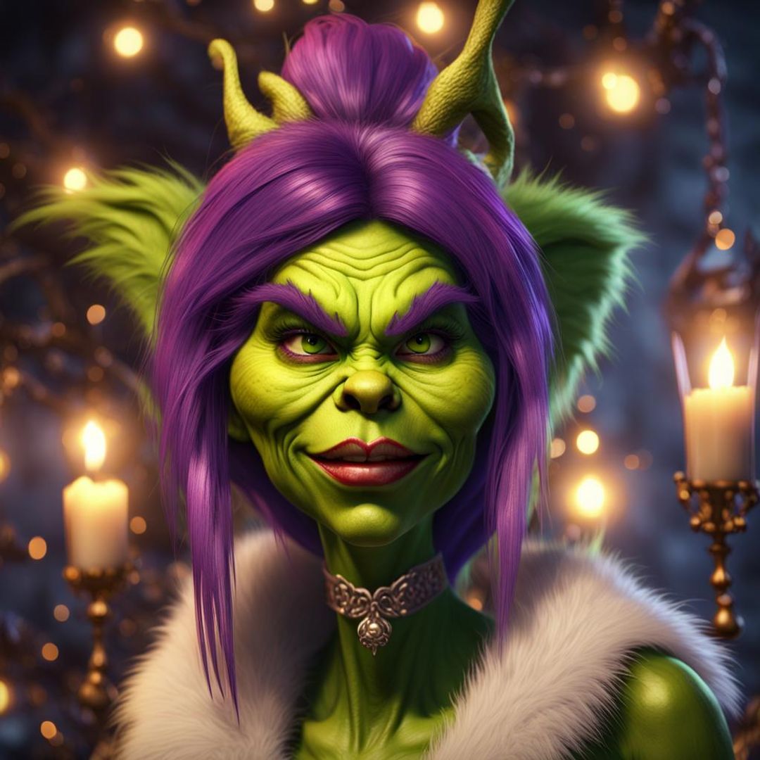 A beautiful, evil female grinch that hates christmas singing her ...