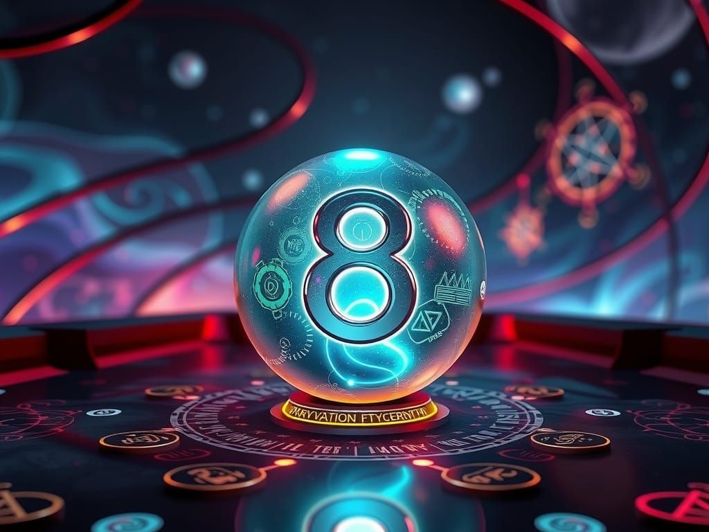 Ethereal 8 Ball on a Futuristic Cosmic Table - AI Art