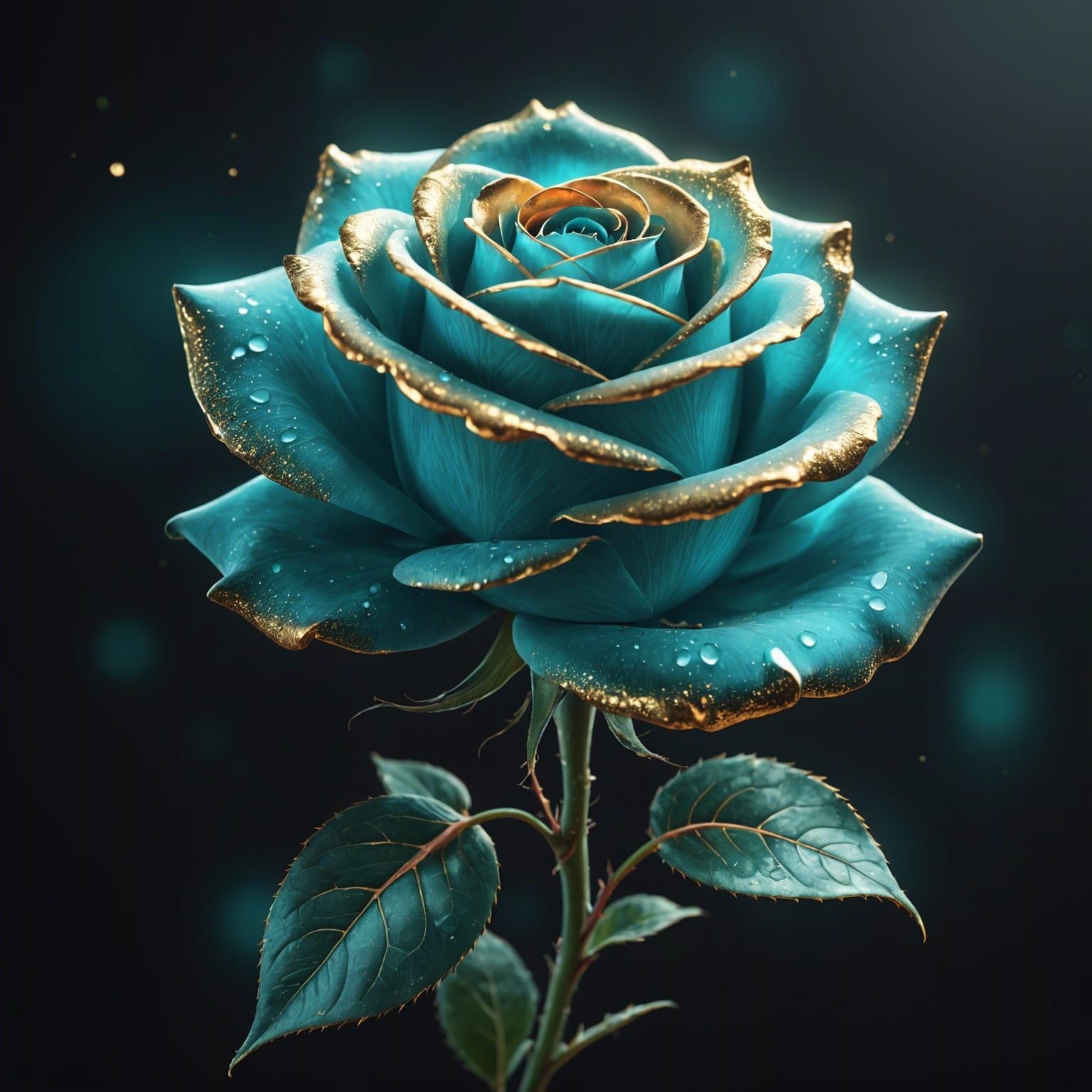 cyan rose - AI Generated Artwork - NightCafe Creator