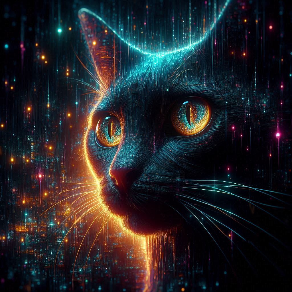 Dark cyberpunk matrix cat (open prompt) - AI Generated Artwork ...