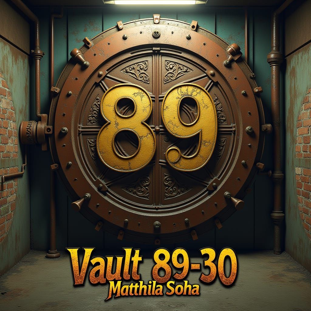 Rusty Vault Door in Art Deco Style with Faded Lett... - AI Art