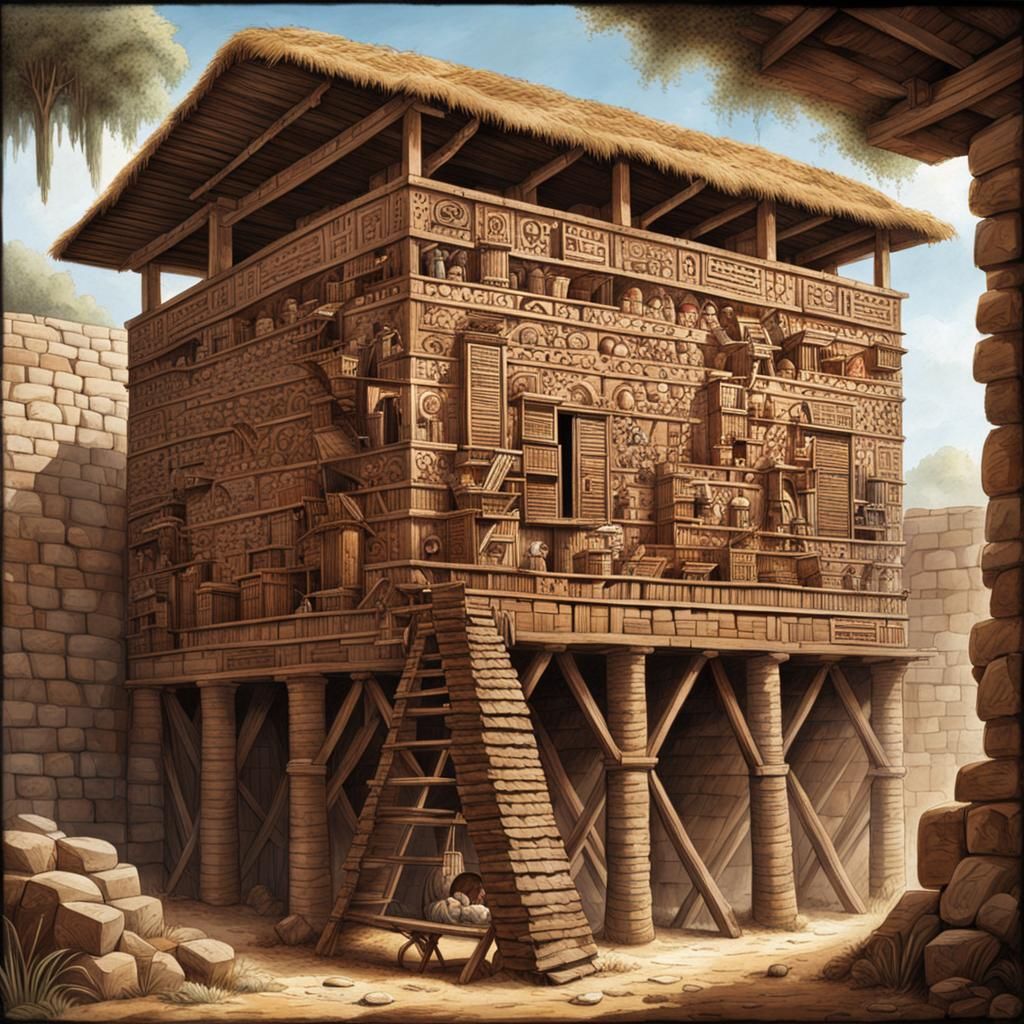 Aztec Granary (Industrial Age) - AI Generated Artwork - NightCafe Creator